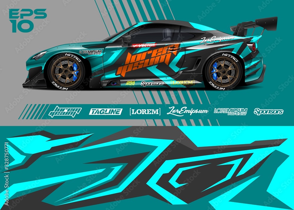 Car graphic livery design vector. Abstract stripe racing background for ...