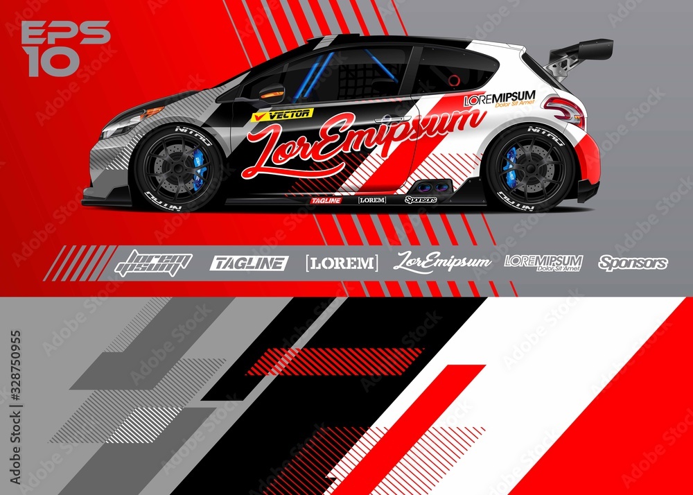 Car graphic livery design vector. Abstract stripe racing background for ...