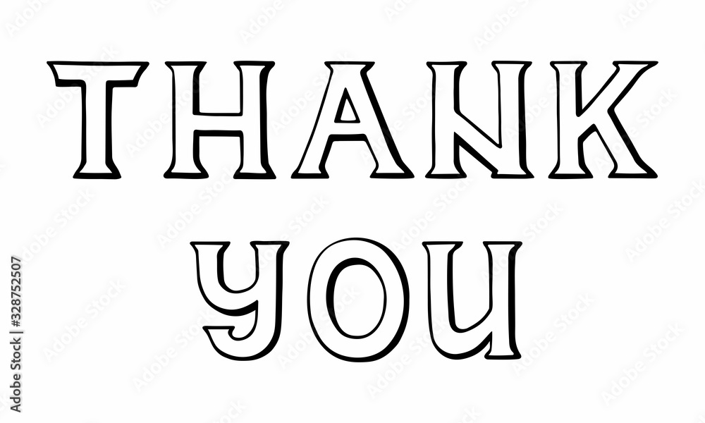 Phrase Thank you hand drawn lettering. Words of gratitude handwritten ...