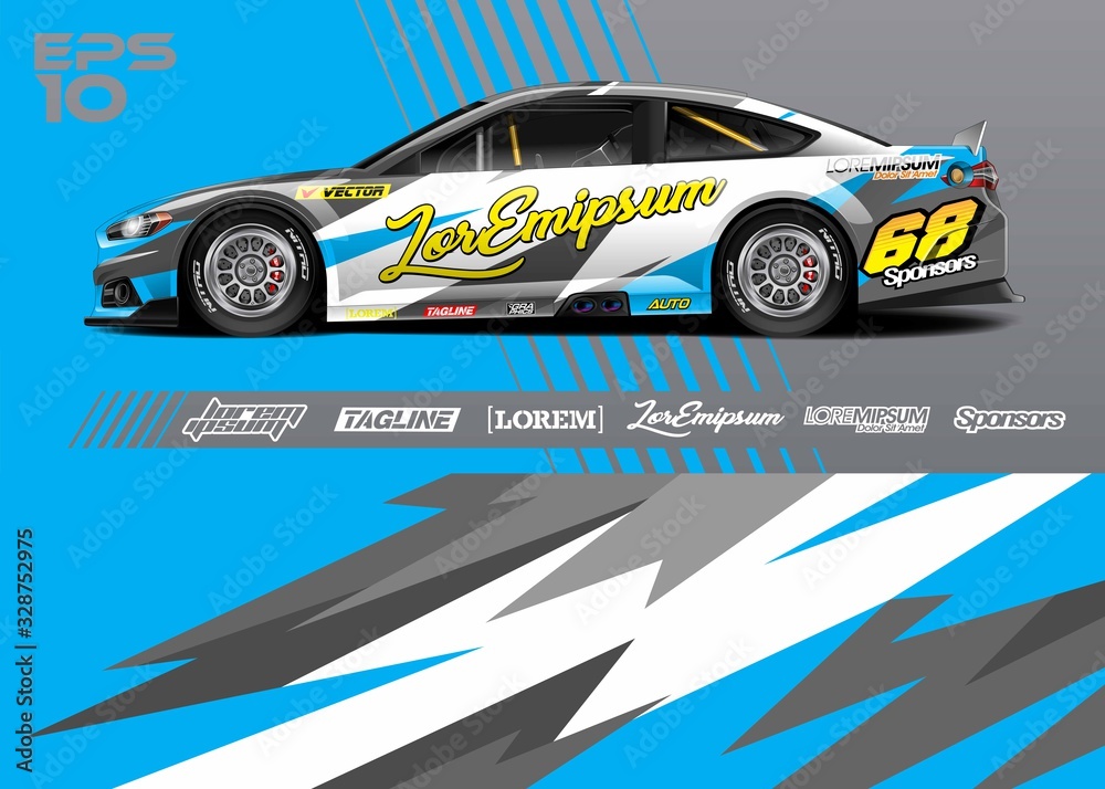Car graphic livery design vector. Abstract stripe racing background for ...