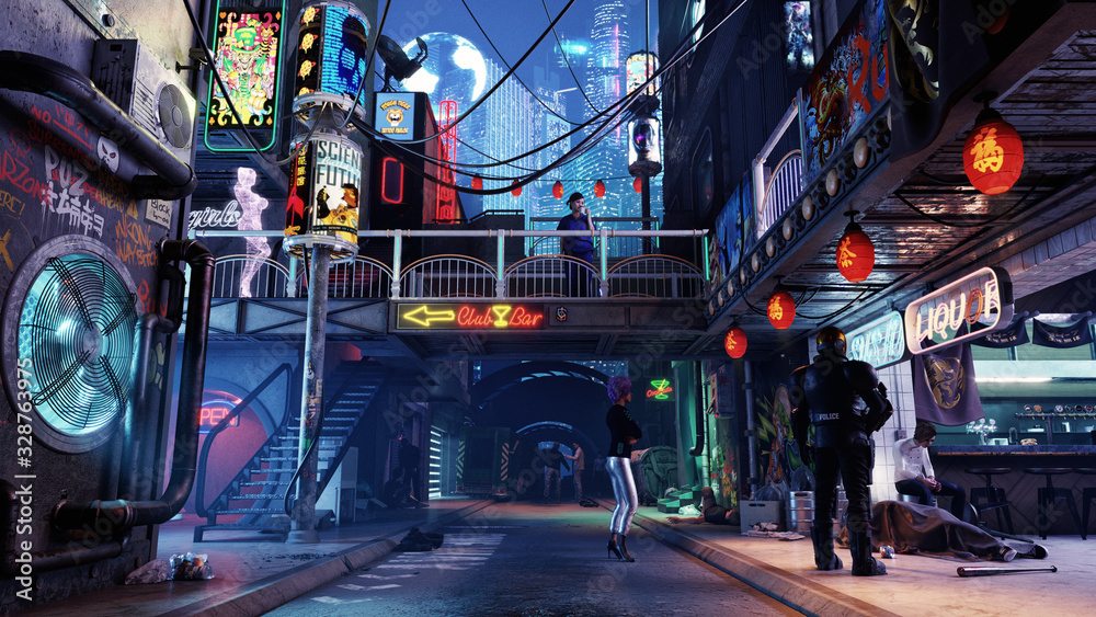 Cyberpunk City Street