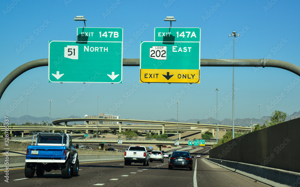 USA, PHENIX, ARIZONA- NOVEMBER 17, 2019: Traffic Signs and Road Signs ...