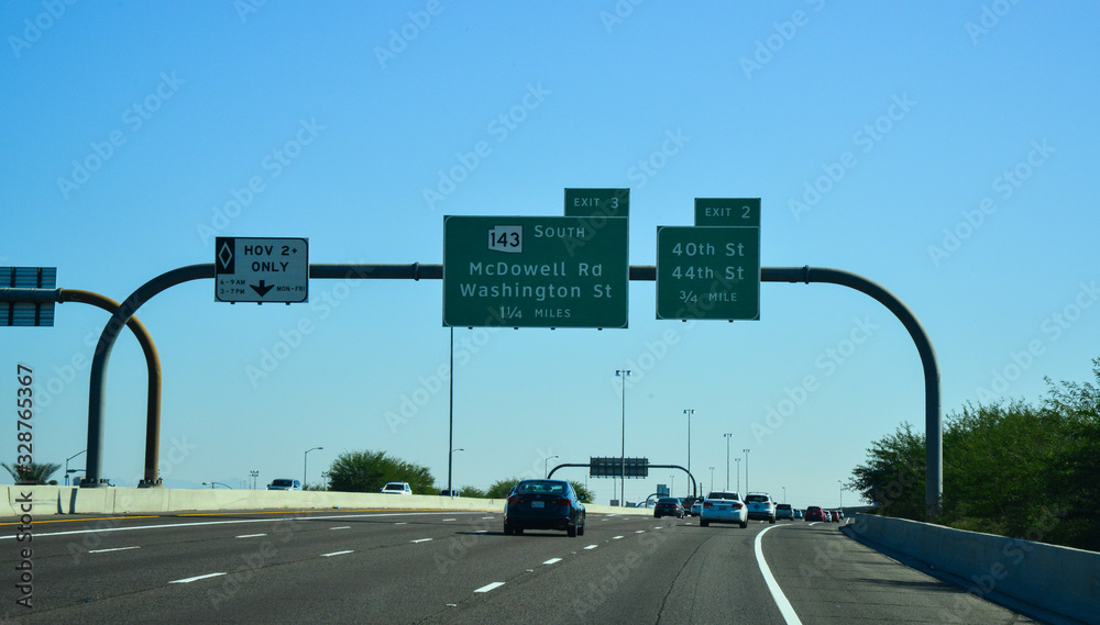 USA, PHENIX, ARIZONA- NOVEMBER 17, 2019: Traffic Signs and Road Signs ...