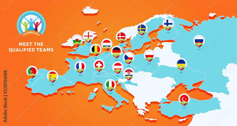 European 2020 football championship Vector illustration with a map of ...
