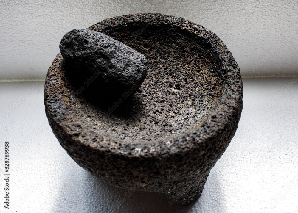 Ancient mexican object called molcajete to make mexican recipes Stock ...