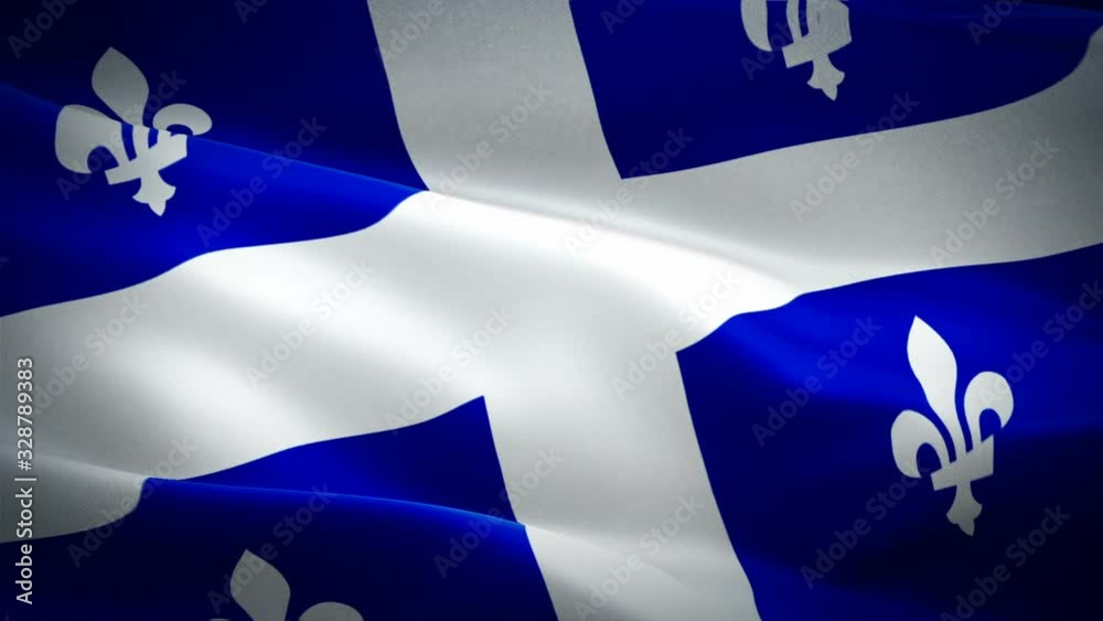 Quebec Province flag video waving in wind. Realistic Province Flag background. ‎Montreal Quebec ...