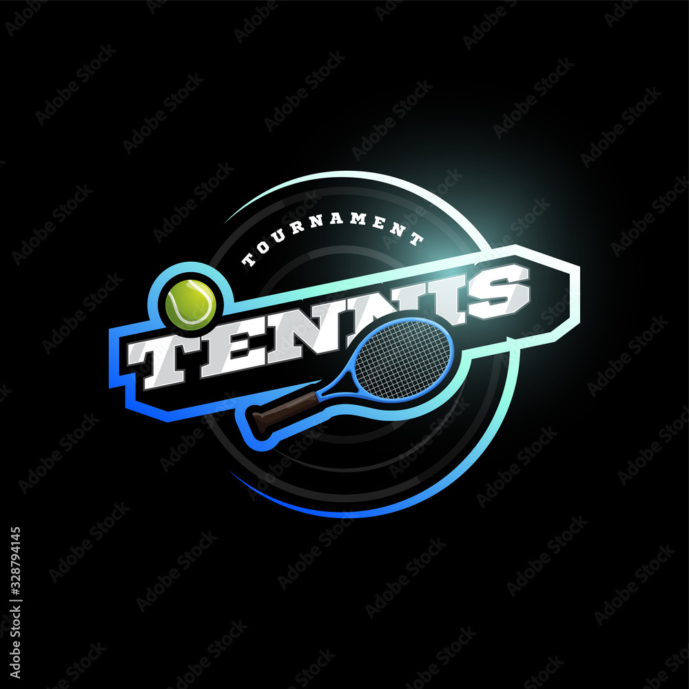 Tennis vector modern professional sport typography logotype in retro ...