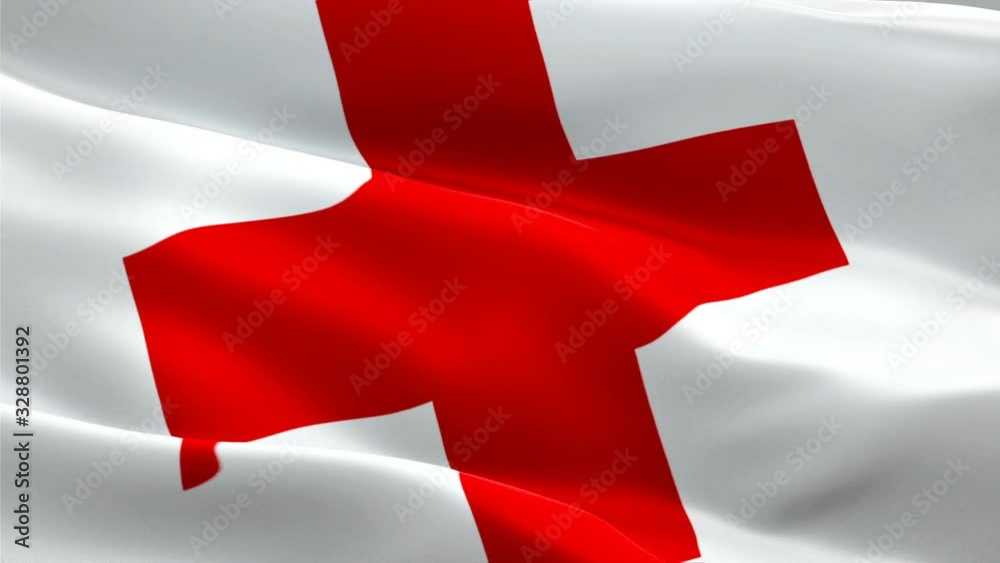 Red Cross waving flag Emergency Service 911 EMS. Red Cross 3d EMS ...