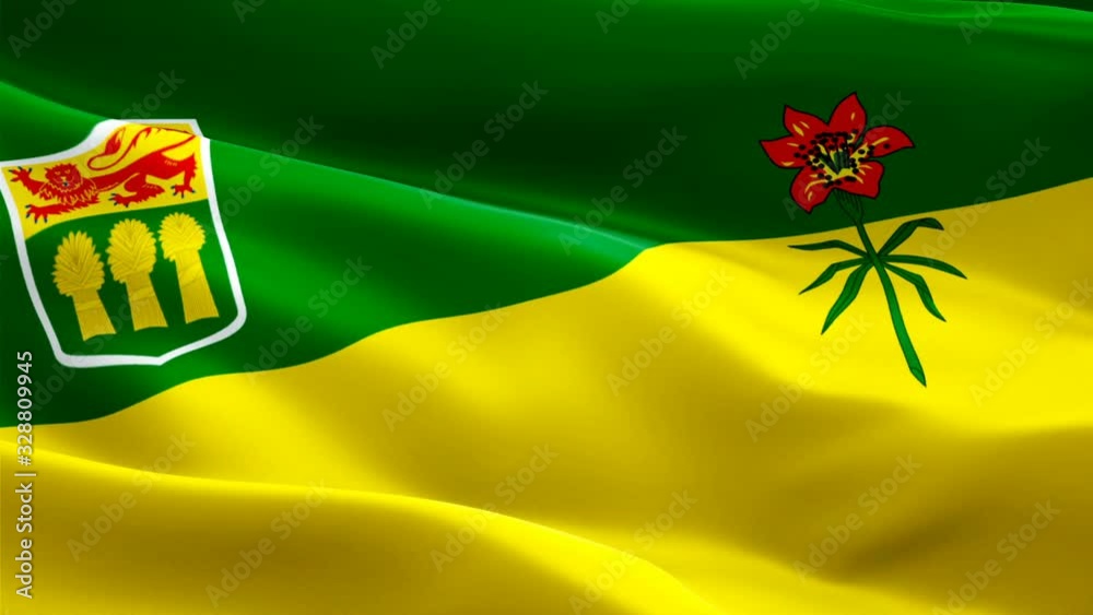 Saskatchewan flag waving. National 3d Provinces flag waving. Canada ...