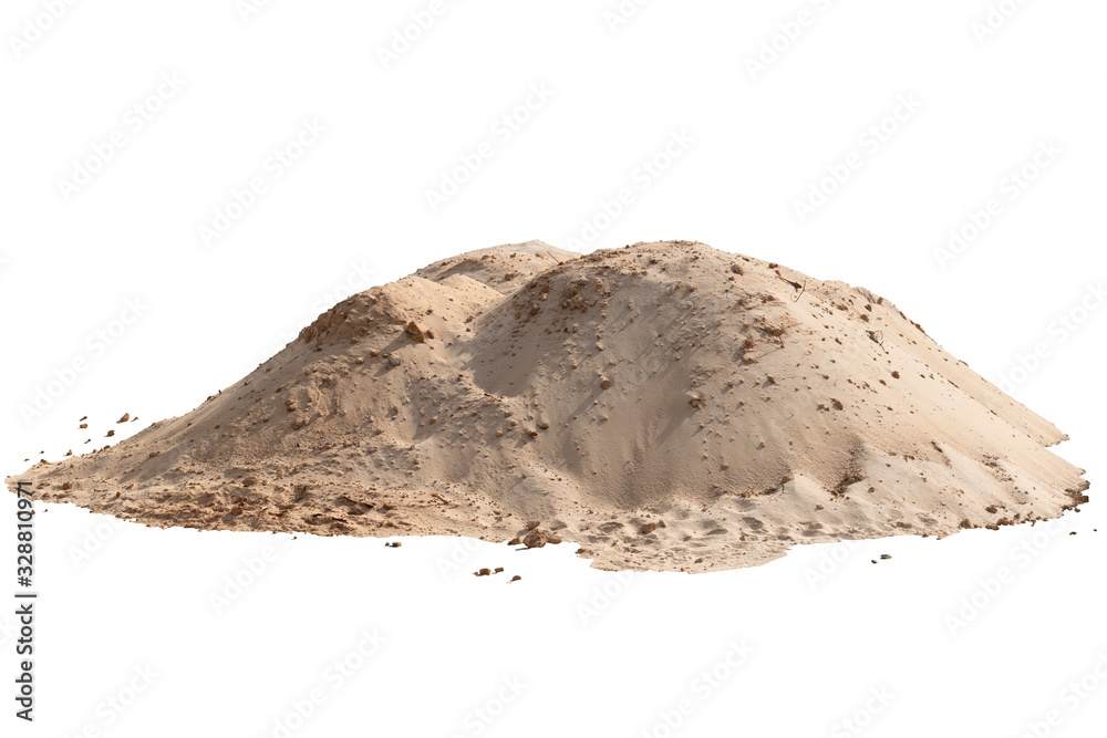 Coarse sand pile prepare for construction on isolated white background ...