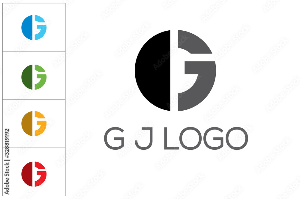 GJ geometric monogram.Stylized lettering logo in abstract, modern ...