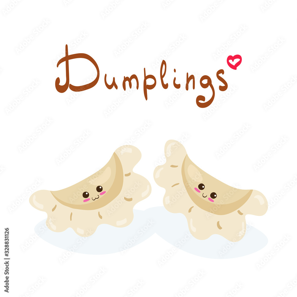 Kawaii dumplings characters vector illustration isolated on white ...