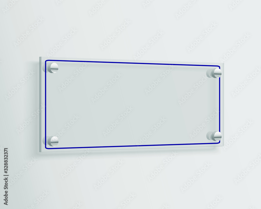 Glass signage mock up. Transparent square acrylic sign template for ...