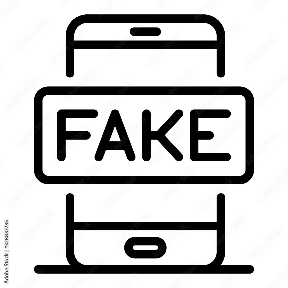 Fake smartphone news icon. Outline fake smartphone news vector icon for ...