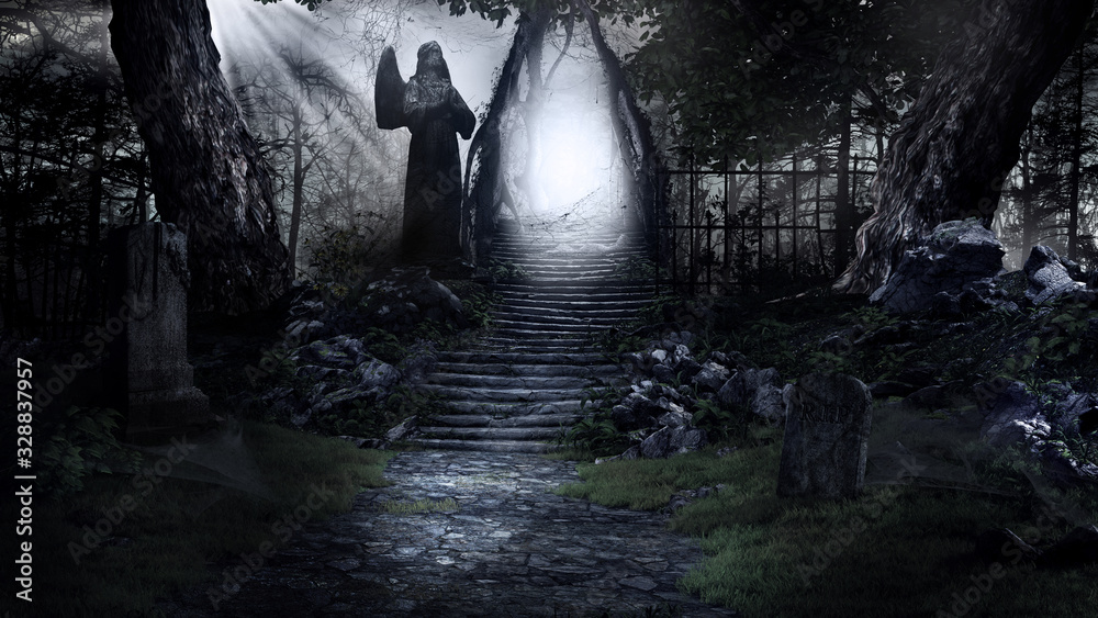 Stairs on an old cemetery Stock Illustration | Adobe Stock