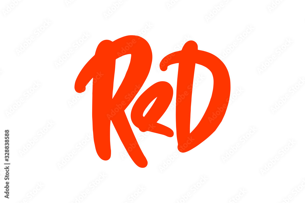 Red hand drawn lettering text. Vector illustration. Stock Vector ...