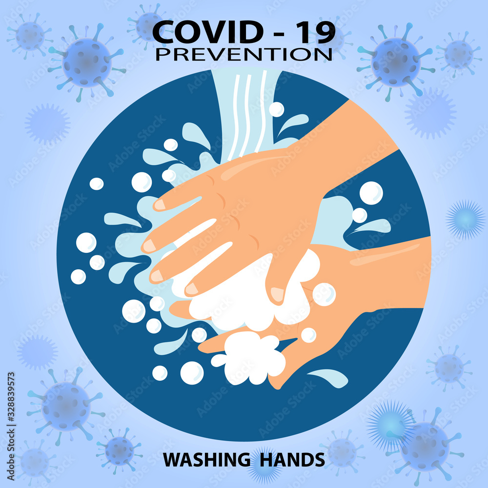 COVID-19 prevention washing hands vector illustration. Covid-19 ...