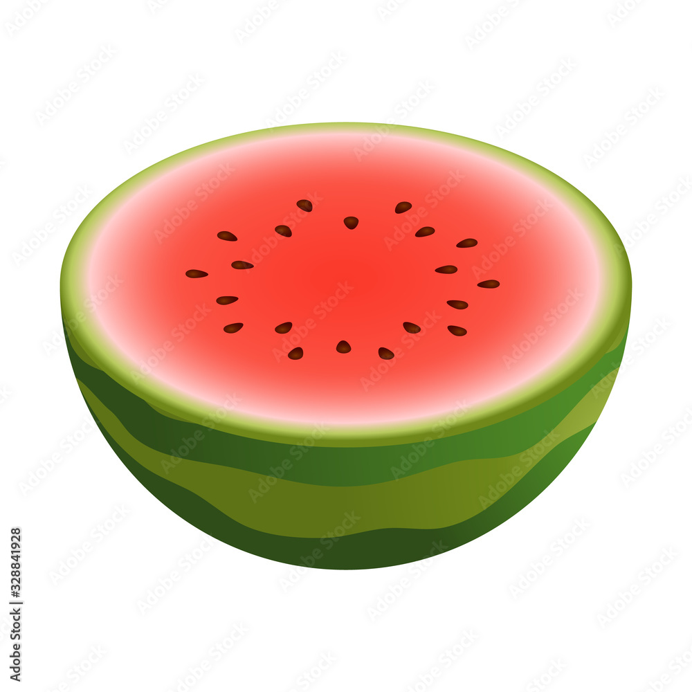 Vector half watermelon. Cute Vector illustration gradient fill isolated ...