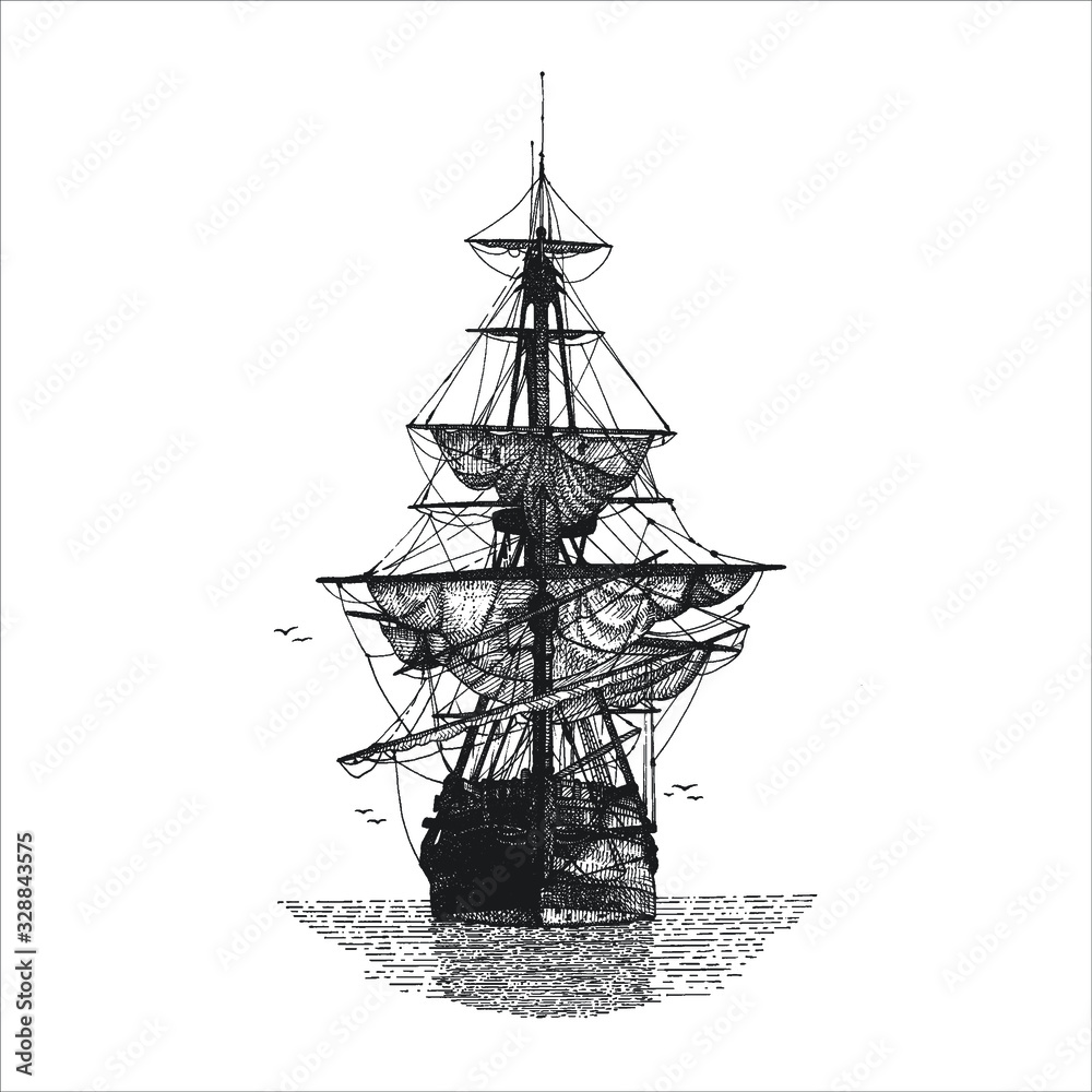 Hand Drawn Ship