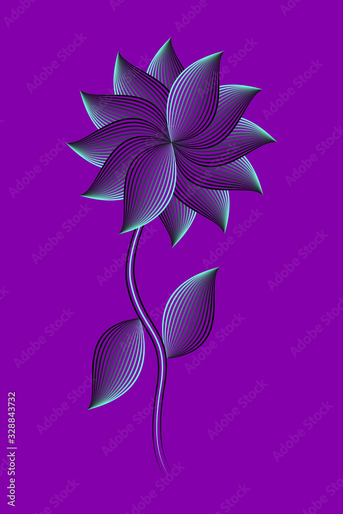 Vector illustration of a pink lotus flower. Linocut line effect with ...
