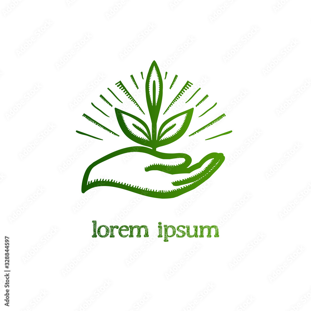 Plant in hand logo concept with hand holding sprout Stock Vector ...