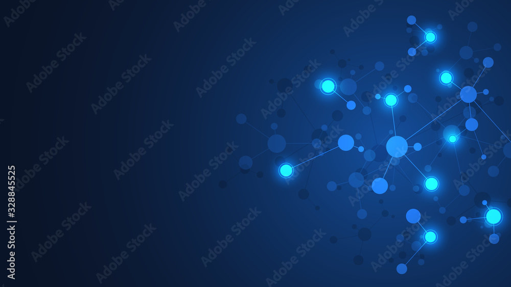 Abstract background of molecular structures. Molecules or DNA strand ...