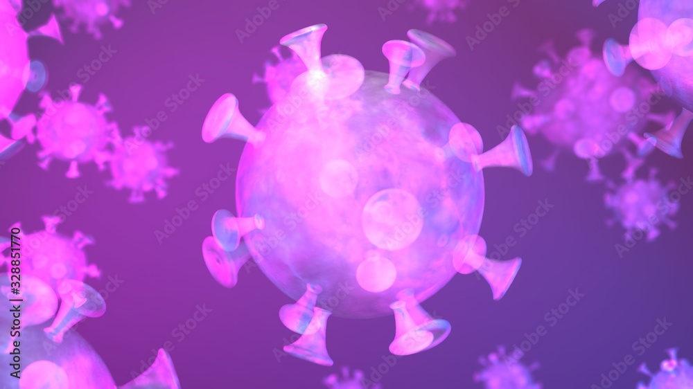 Dangerous transparent Coronavirus Covid-19 3d background. Can be used ...
