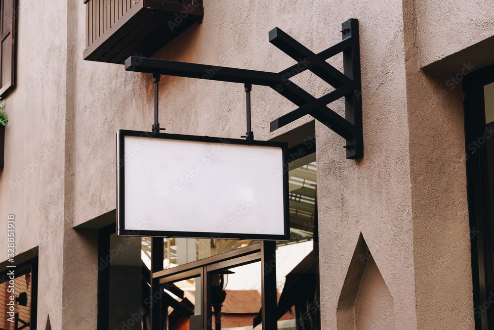 horizontal empty signage on clothes shop front with copy space. Stock ...
