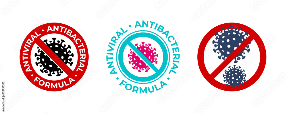 Antiviral antibacterial coronavirus formula vector icons. Coronavirus ...