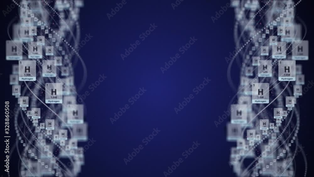 Intertwined HYDROGEN MOLECULE, Animation, Rendering, Background, Loop ...