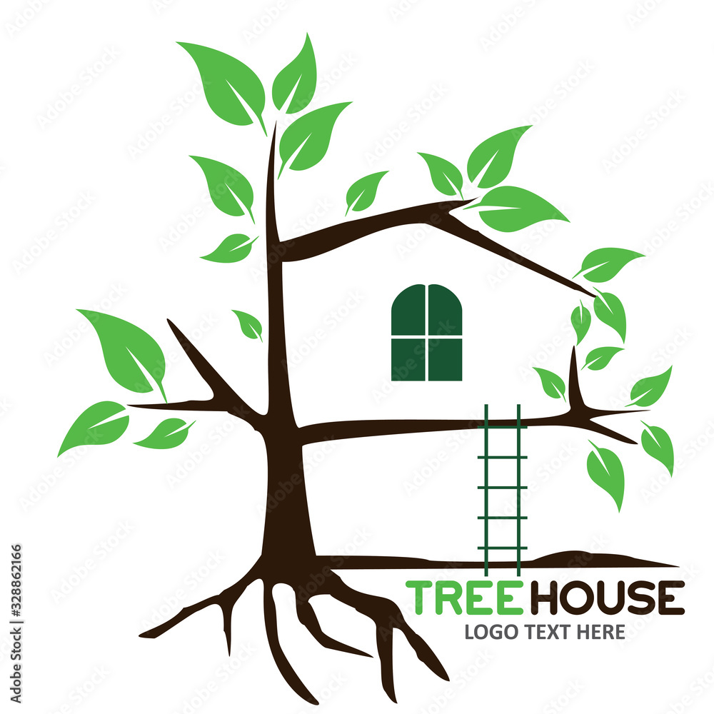 TREE HOUSE LOGO DESIGN TEMPLATE Stock Vector | Adobe Stock