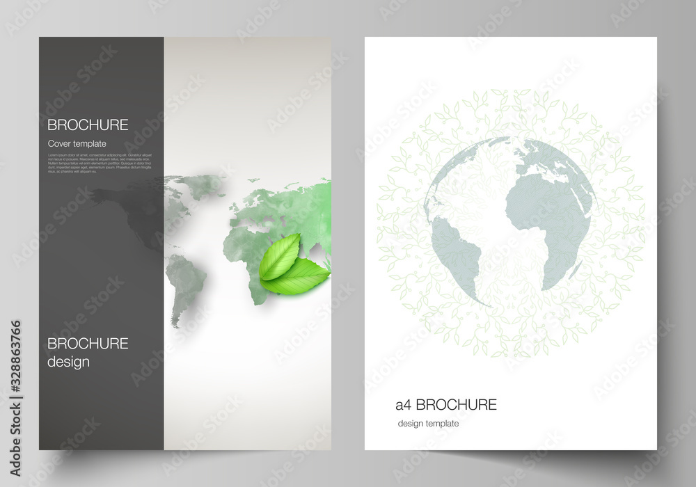 Vector layout of A4 format cover mockups design templates for brochure ...