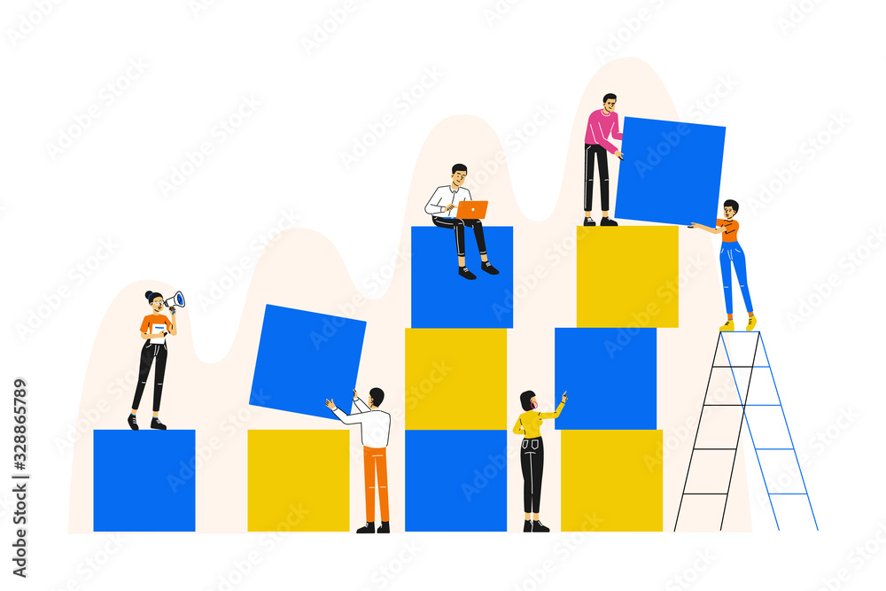 Business concept. Office people working together and connecting the ...