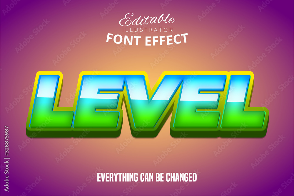 Level text, editable font effect Stock Vector | Adobe Stock