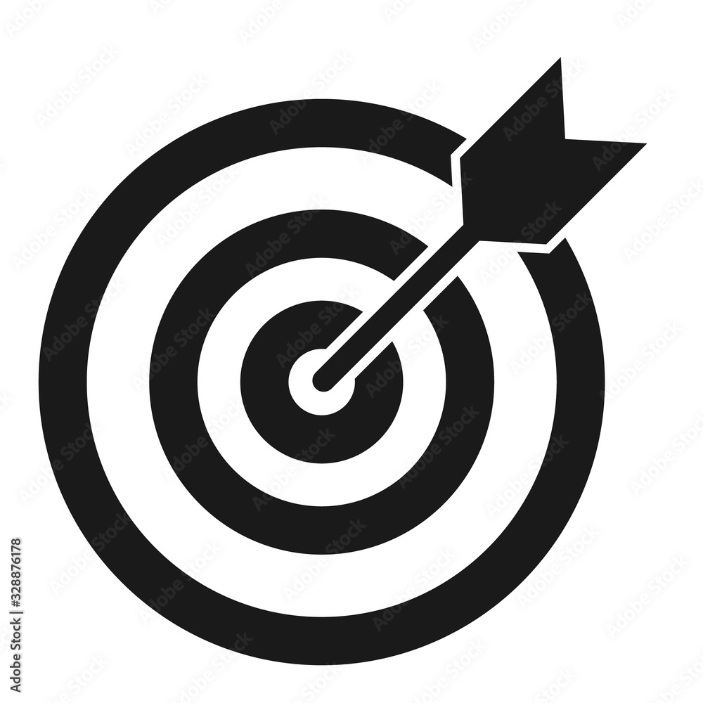 Target icon with arrow symbol for website etc. Web flat button, vector ...