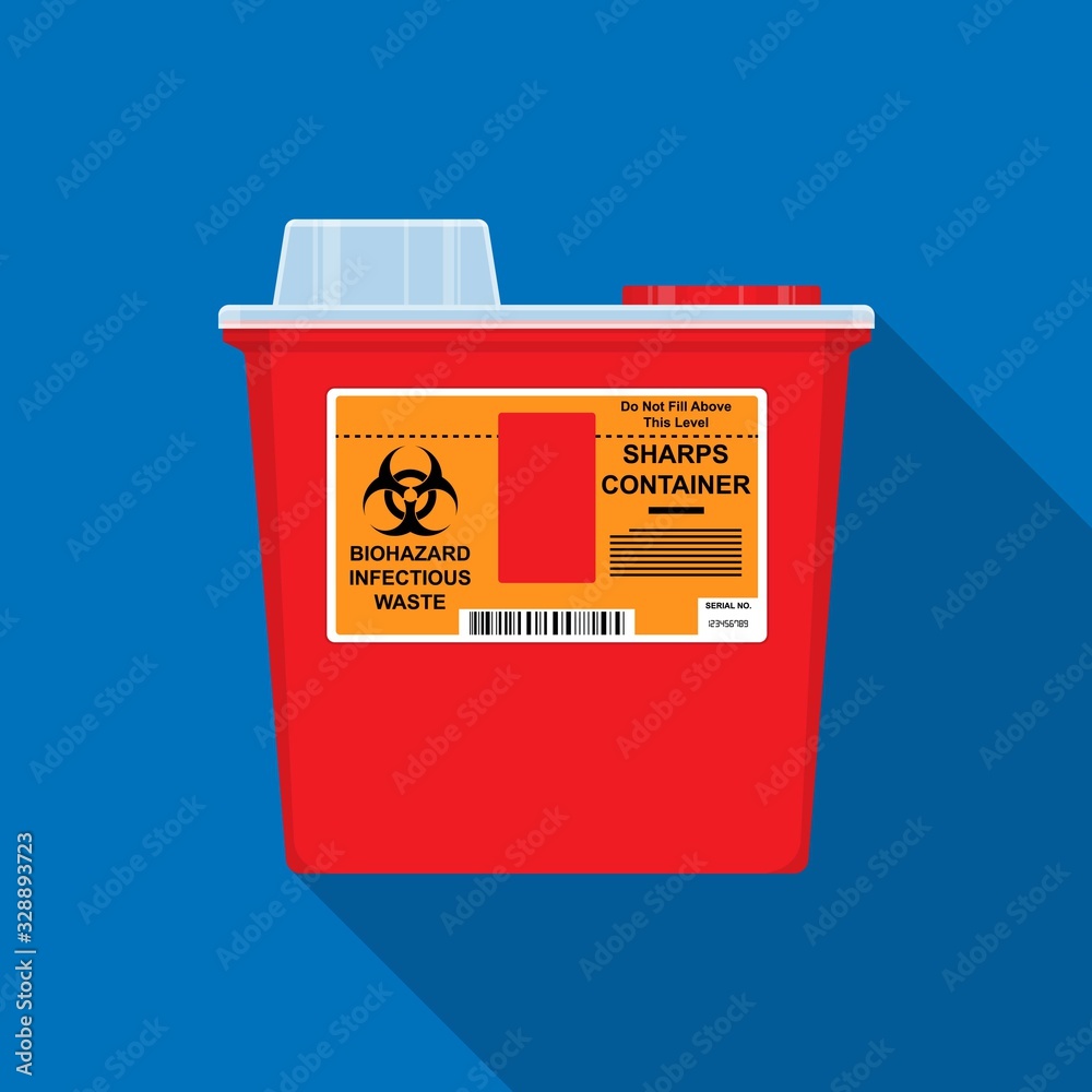 Sharps container HIV trash toxic risk care nurse label caution blood ...