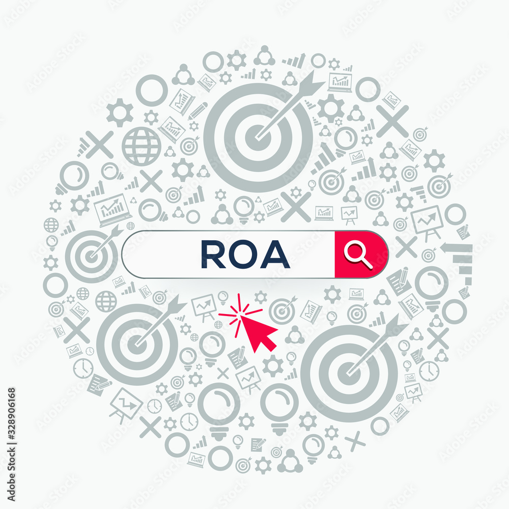 ROA mean (return on assets) Word written in search bar ,Vector ...