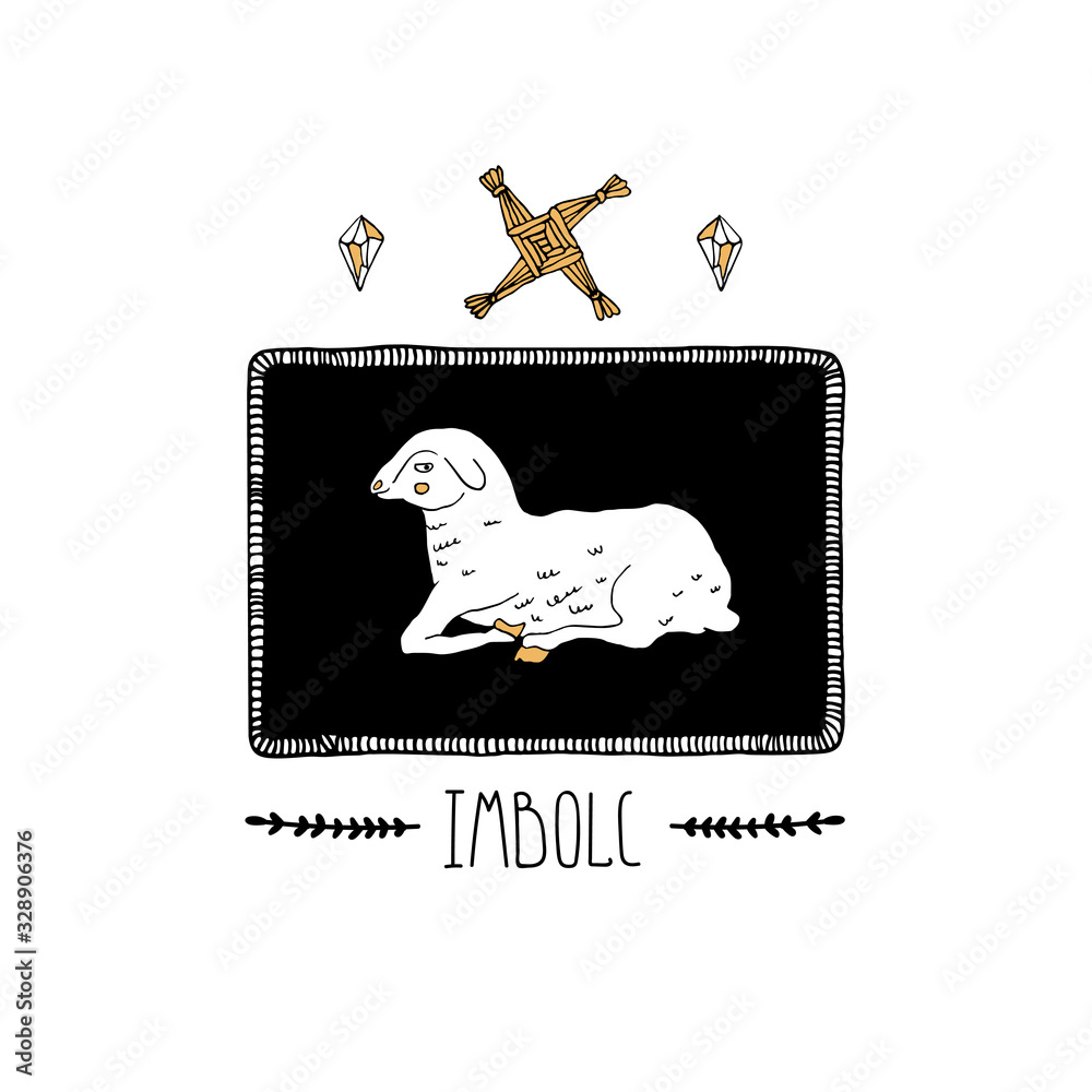 Imbolc symbols set. Celtic calendar concept. Wiccan and witchcraft ...