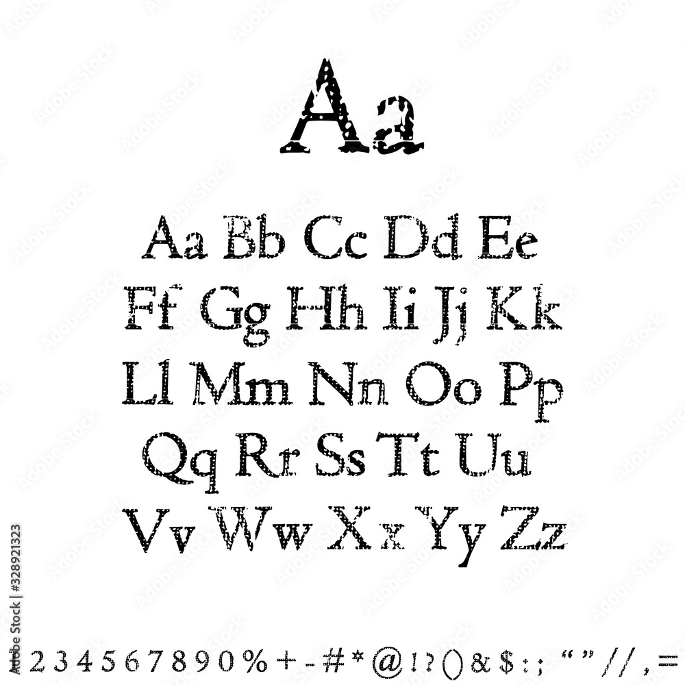 Dirty textured of typography grungy stamped alphabet font vector ...