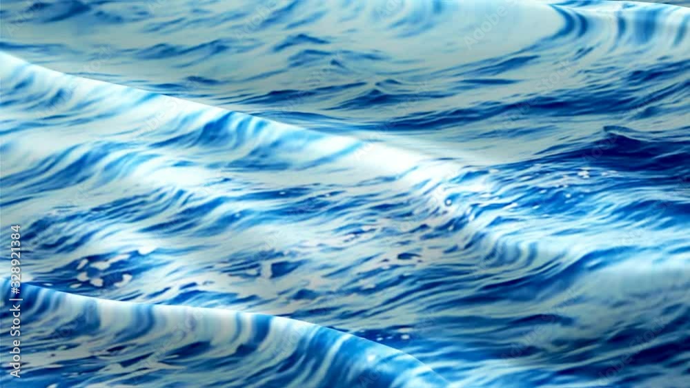 Aqua Flag Animation background video waving in wind. Protect ...