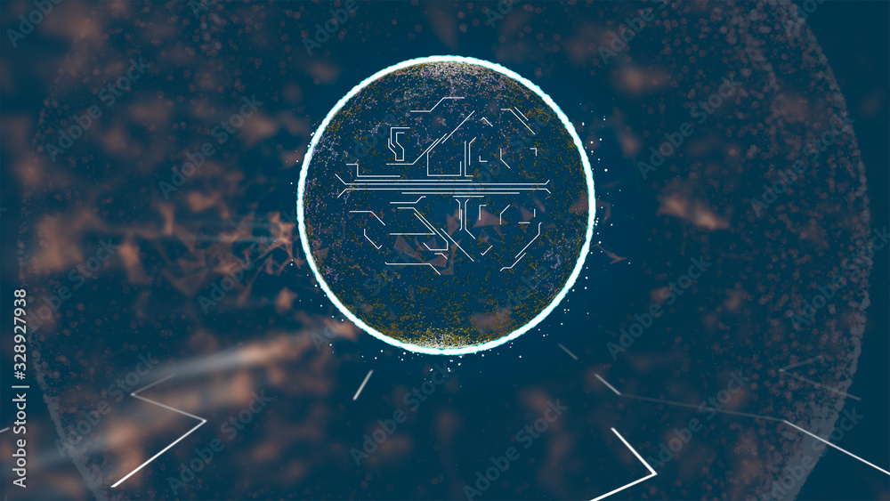 3d render human brain malfunction with glitch motion tecture around ...