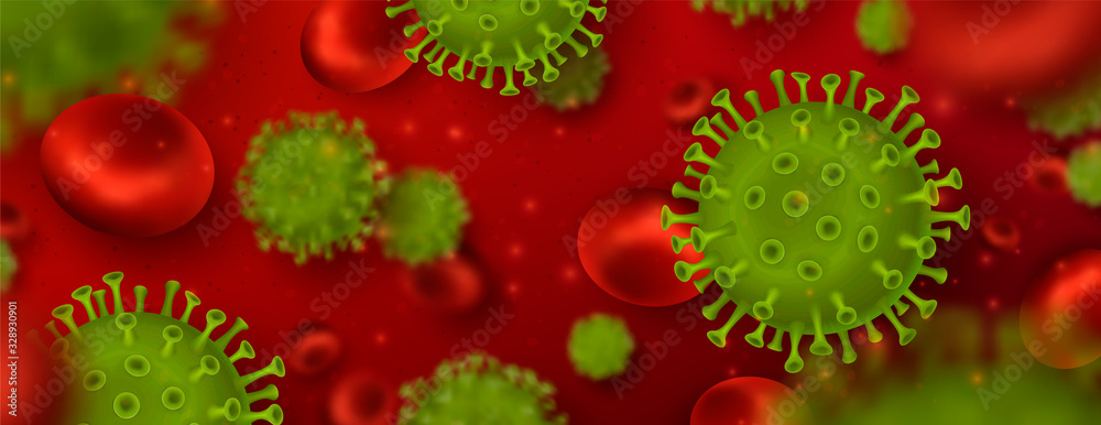 Vector influenza coronavirus background, virus 2019. 3d illustration ...