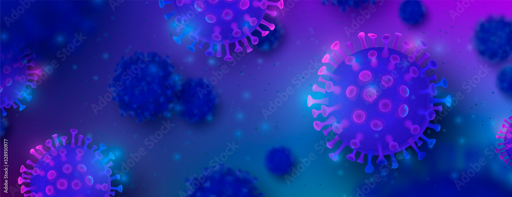 Vector influenza coronavirus background, virus 2019. 3d illustration ...