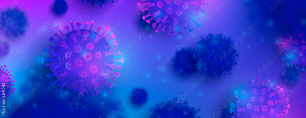 Vector influenza coronavirus background, virus 2019. 3d illustration ...