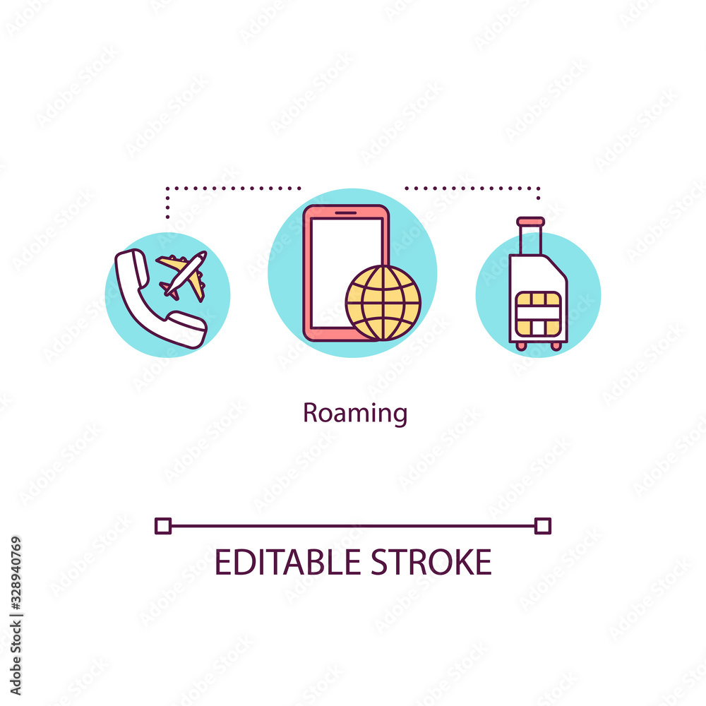 Roaming, wireless telecommunication concept icon. International SIM ...