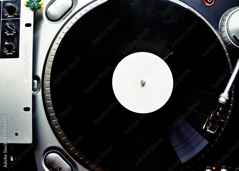 vinyl record player with record and needle, hip hop and DJ classic, for ...