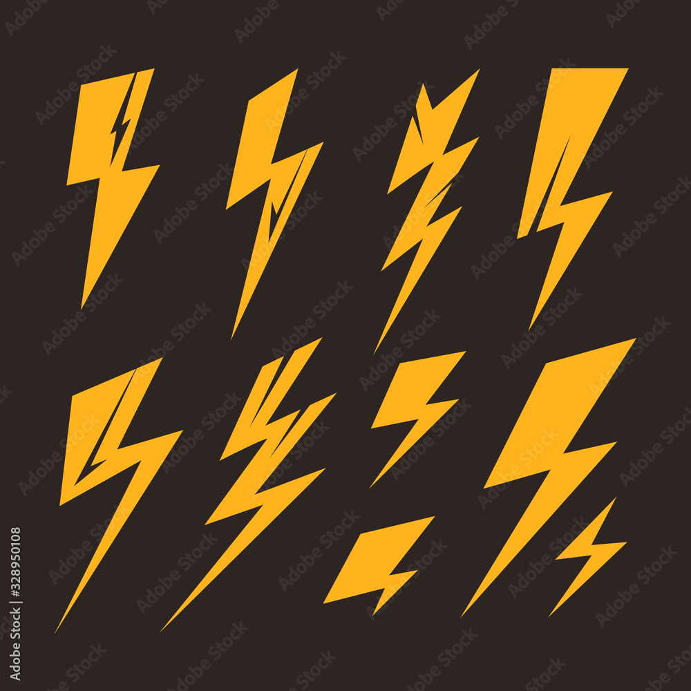 Lightning bolt isolated simple set collection. Vector flat graphic ...