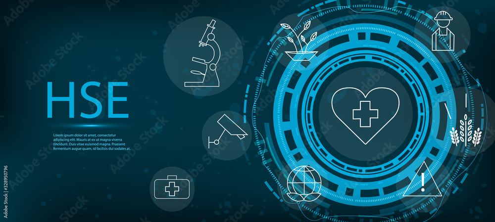 Vecteur Stock HSE web banner with key aspects. Banner pricing concept ...