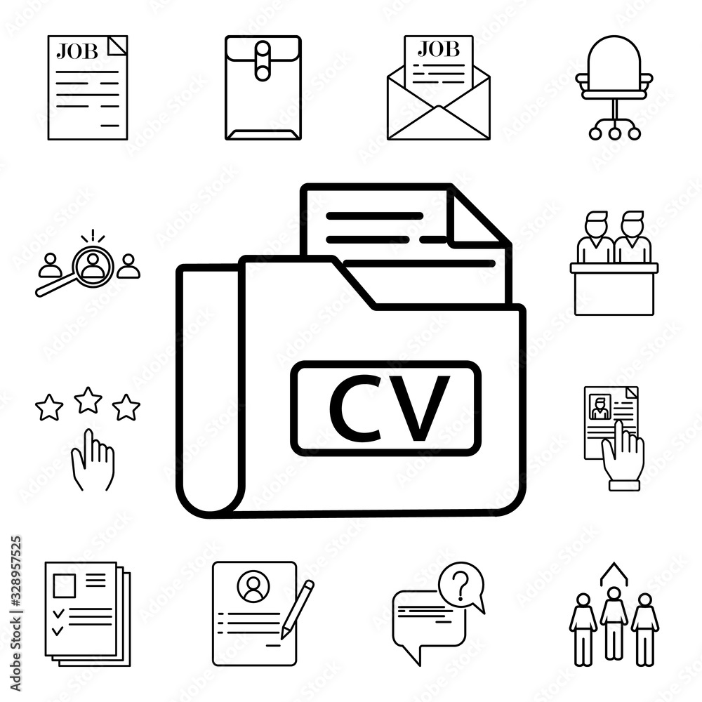 Resume folder icon. Detailed set of interview icons. Premium quality ...