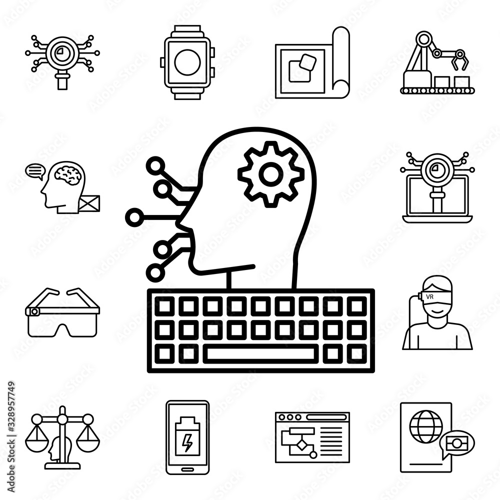 Artificial intelligence programming icon. Detailed set of artifical ...